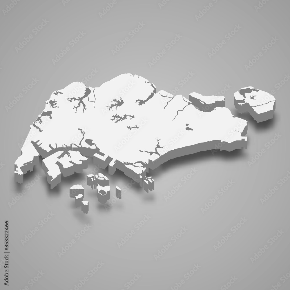 Singapore 3d map with borders Template for your design Stock Vector | Adobe Stock