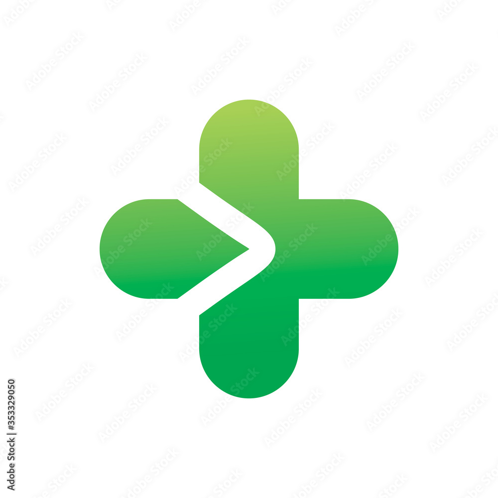 green nature medical plus arrow logo design Stock Vector | Adobe Stock