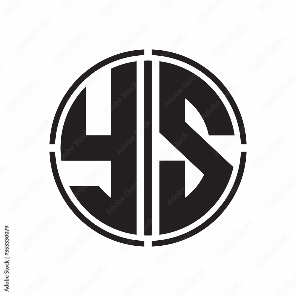 YS Logo initial with circle line cut design template on white ...