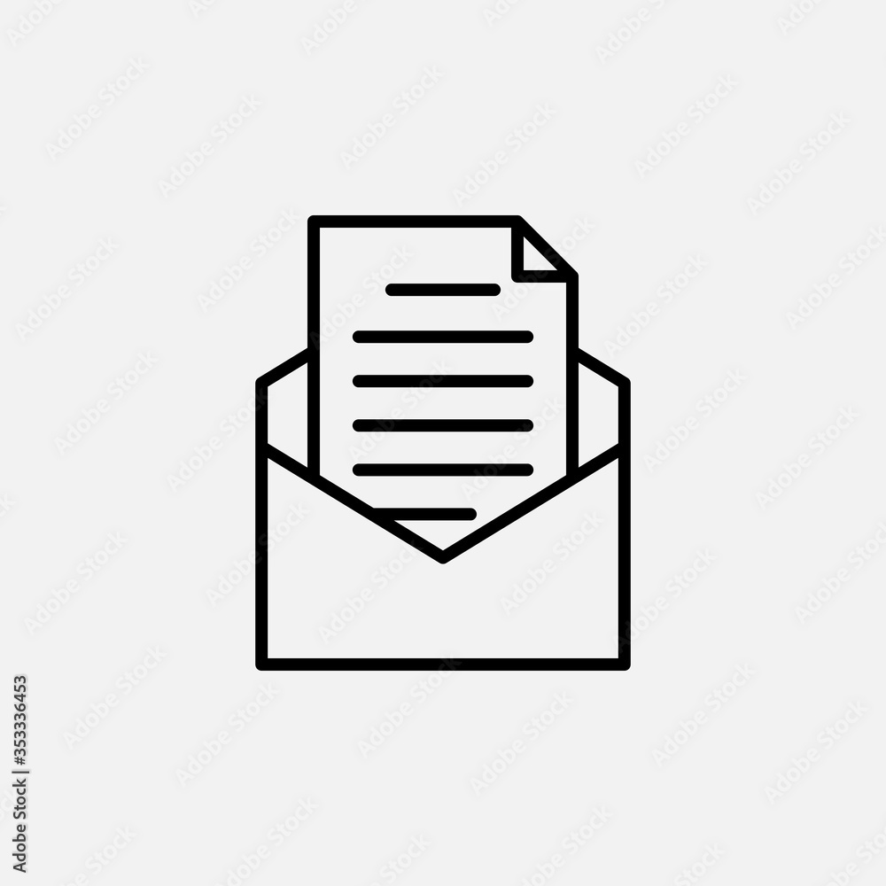 Email line icon. Envelope and message, mail symbol. logo. Outline ...