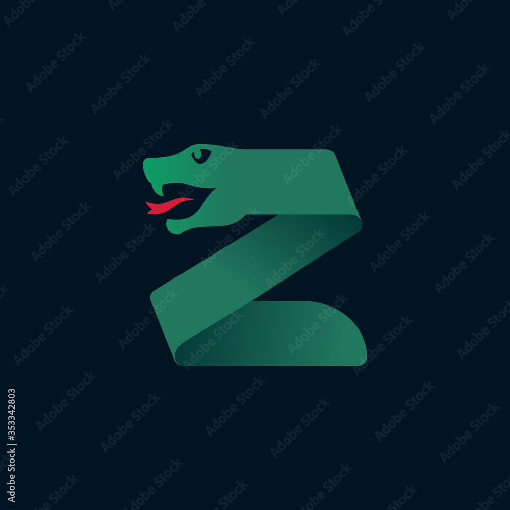 Z letter logo with snake head silhouette. Stock Vector | Adobe Stock