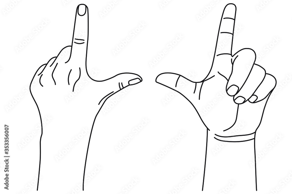 Index Pointing Up. Two hands with gestures of fingers pointing upward ...