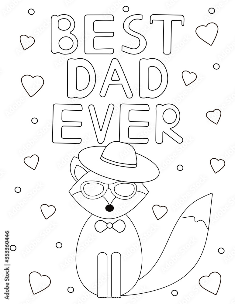 Best Dad Ever. Father's day card. Coloring page. Stock Vector | Adobe Stock