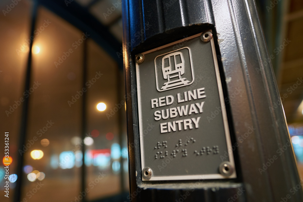 CHICAGO, IL - CIRCA APRIL, 2016: close up shot of CTA Red Line subway ...