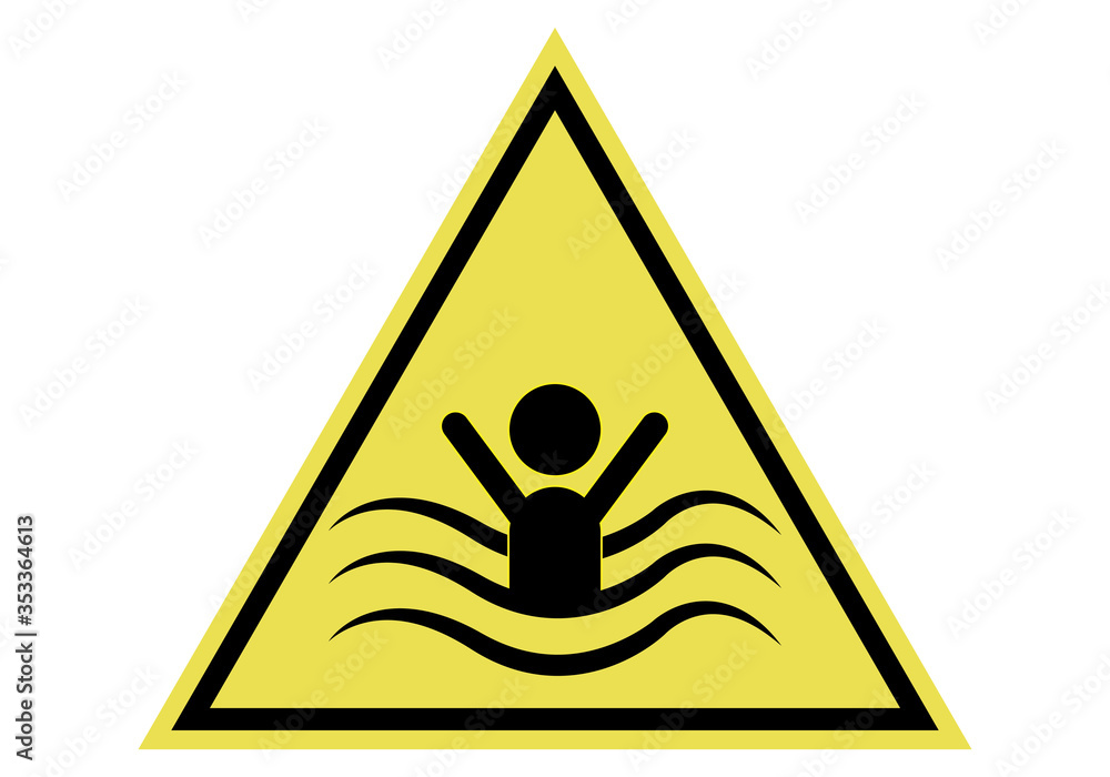 Señal amarilla de advertencia por peligro de ahogo. Stock Vector ...