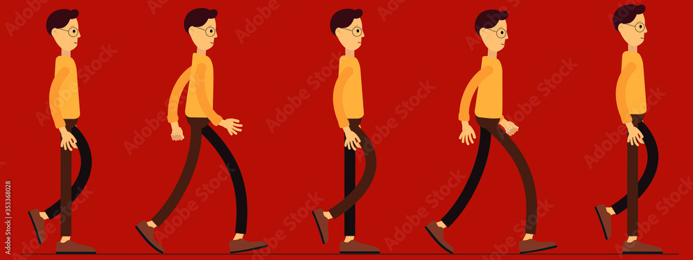 Animation of human gait. Animation for your cartoon. Movement animation ...