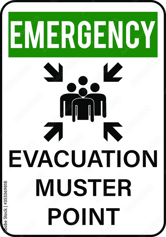 Emergency evacuation muster point sign Stock Vector | Adobe Stock
