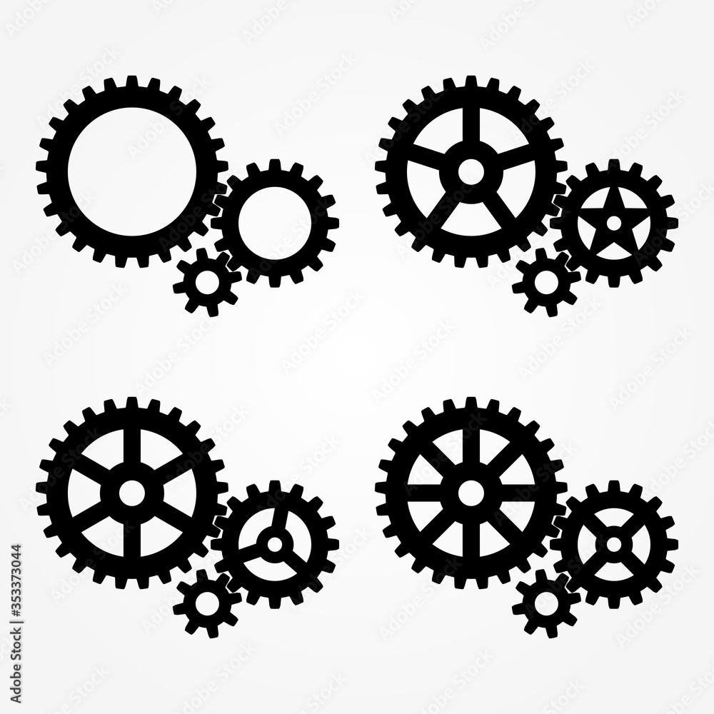 Mechanical sprocket gears sets, small, medium and large, 4 types, black ...
