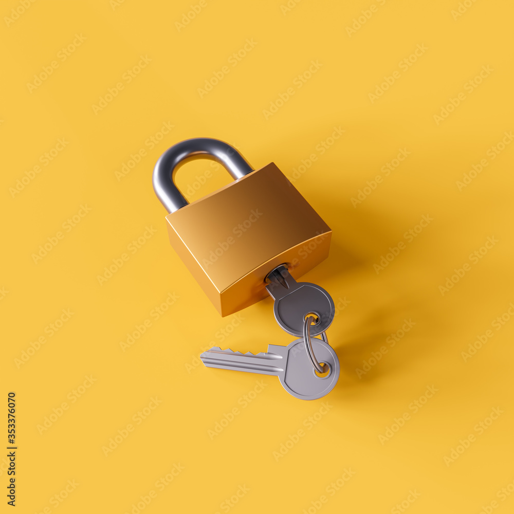 Padlock with keys. 3d rendering Stock Illustration | Adobe Stock