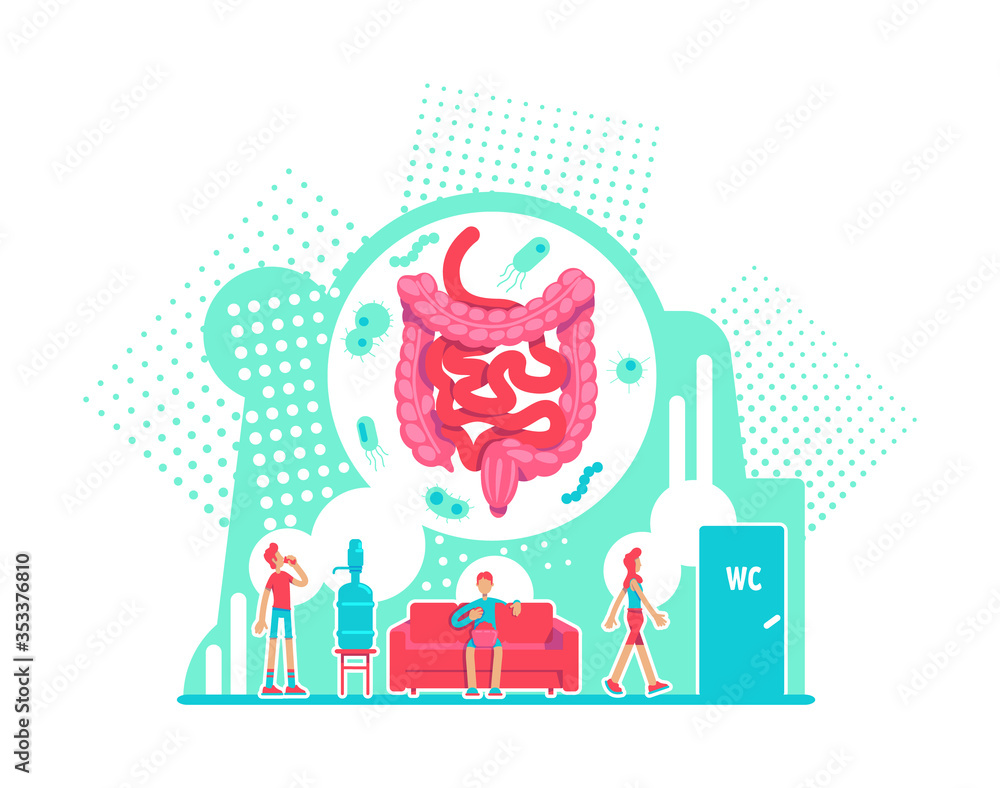 Digestive system health care flat concept vector illustration. Anatomy ...