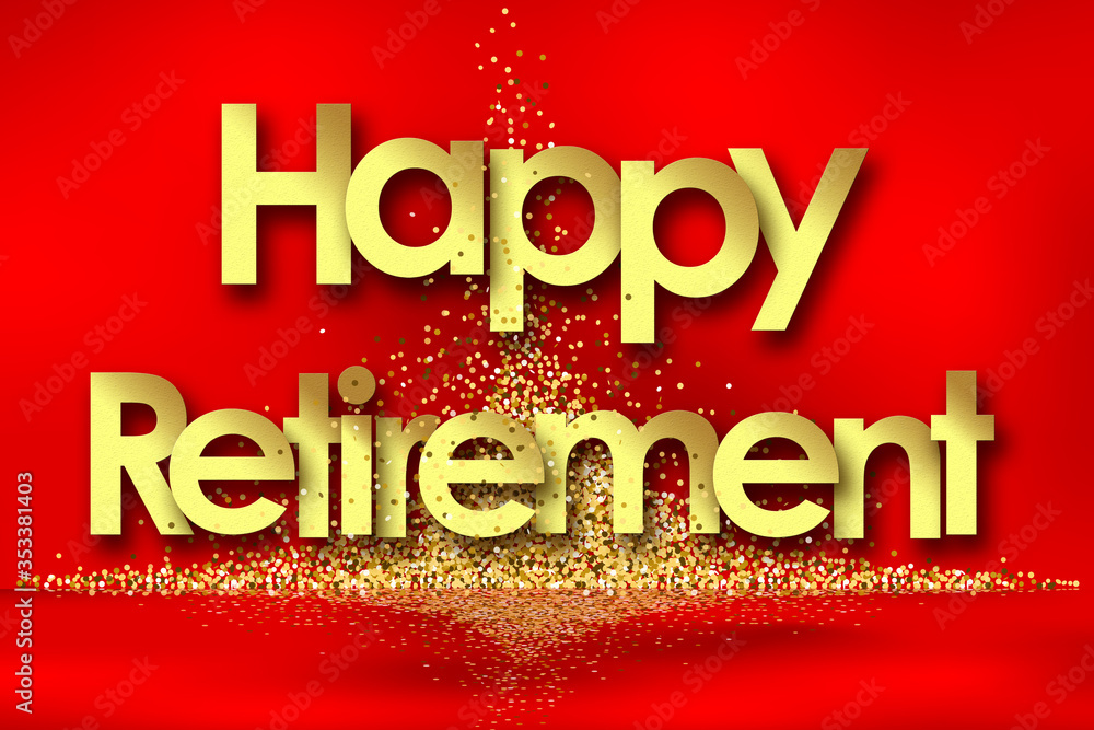 Happy Retirement in red background and golden stars Stock Photo | Adobe ...