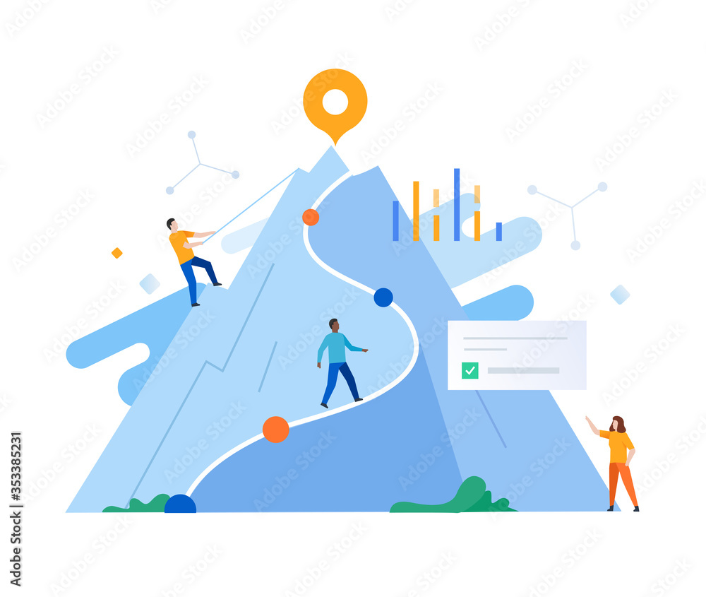 Group of people develop business. Workflow, growth, graphics. Business ...