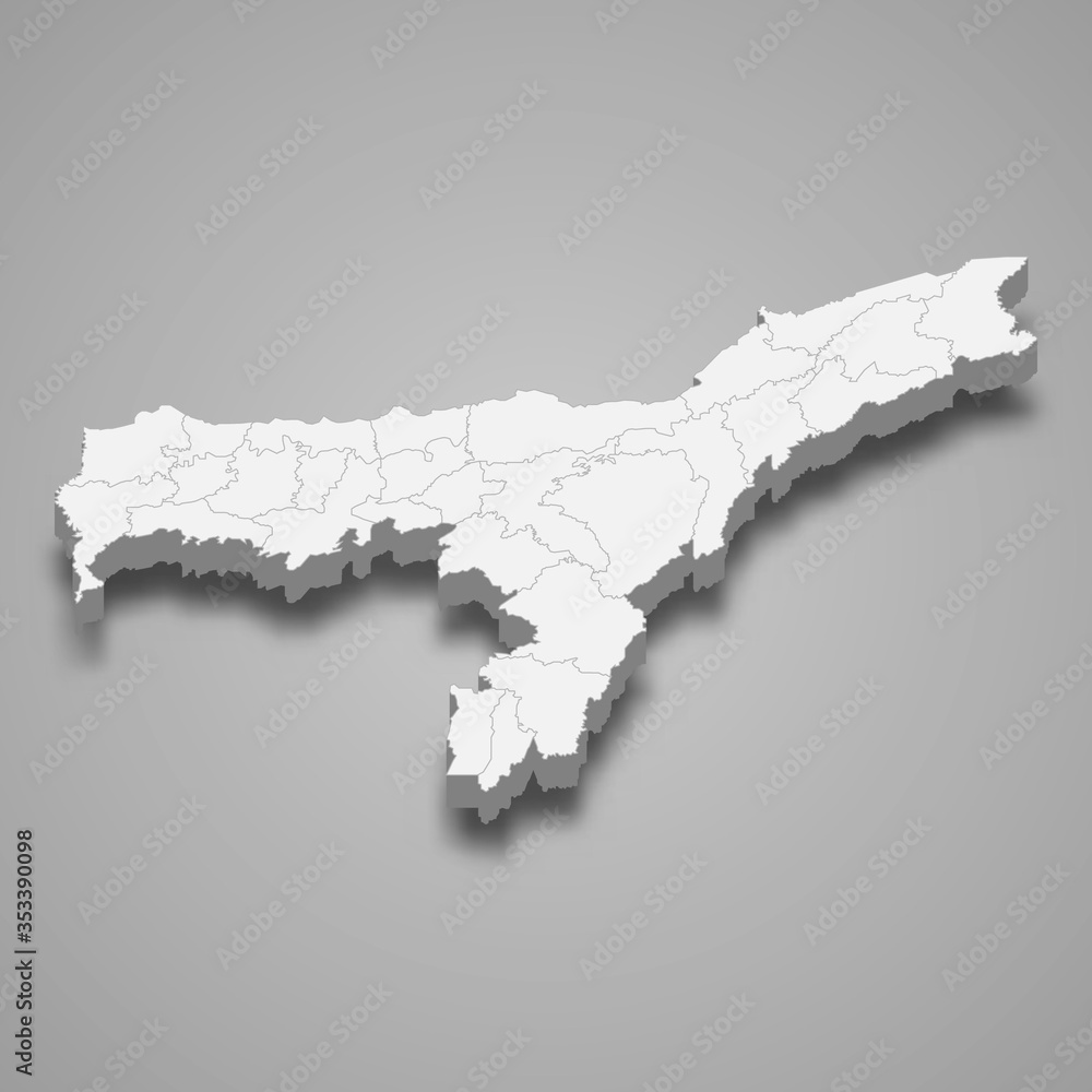 Assam 3d map state of India Template for your design Stock Vector ...
