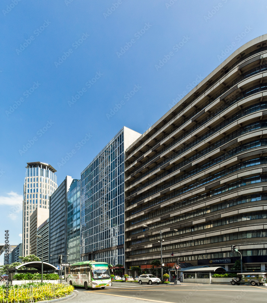 Makati, Metro Manila, Philippines - Office buildings lined along Ayala ...