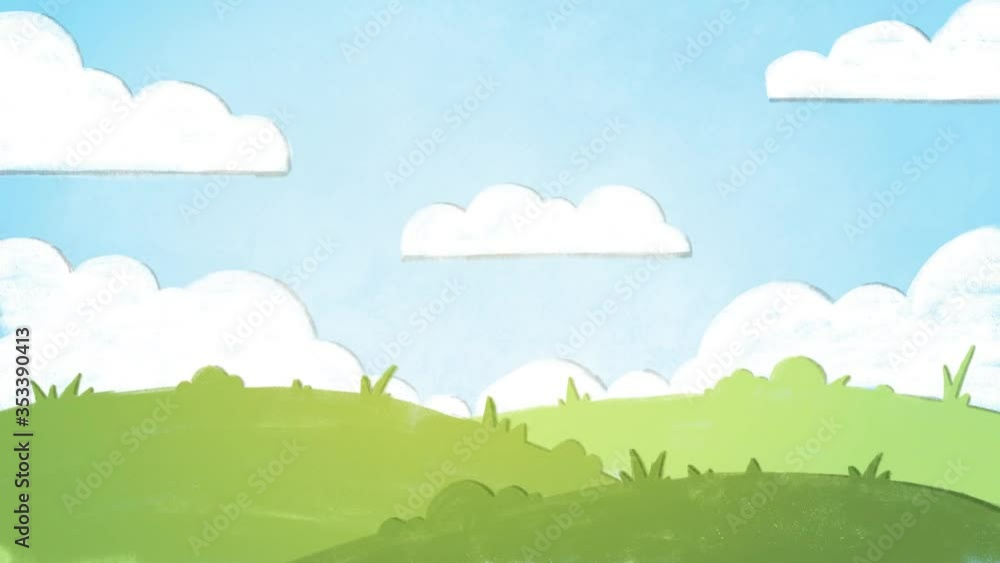 2d animated motion illustration of beautiful summer fields landscape ...