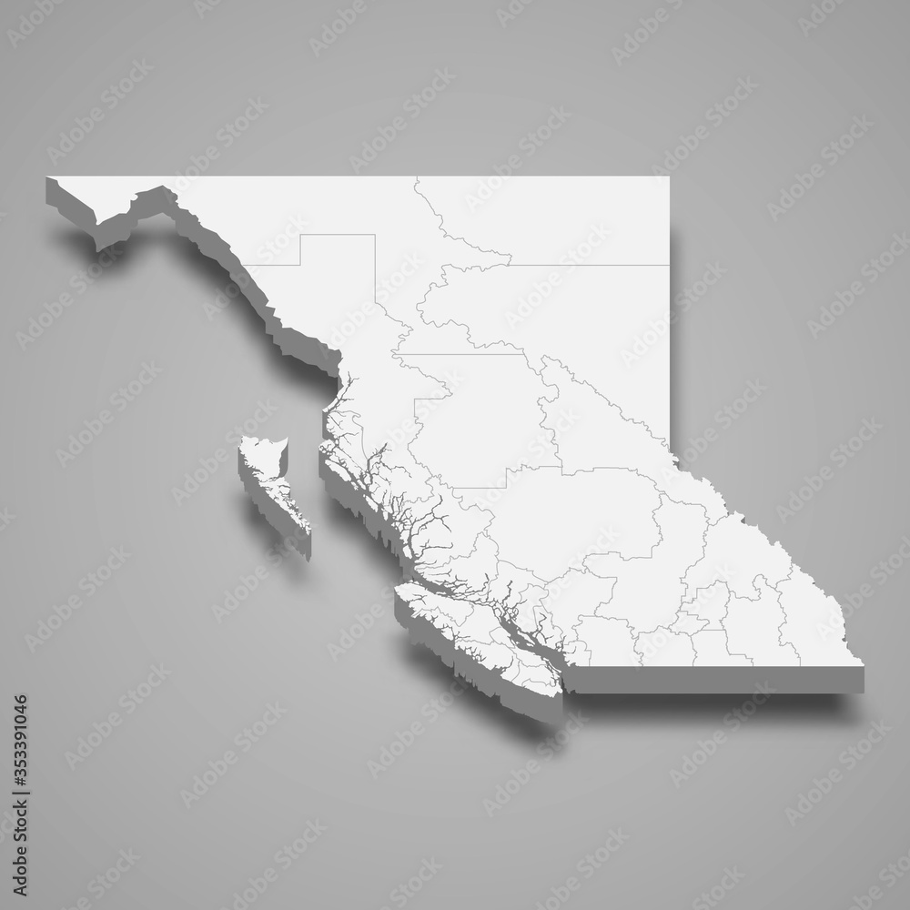british columbia 3d map province of Canada Template for your design ...