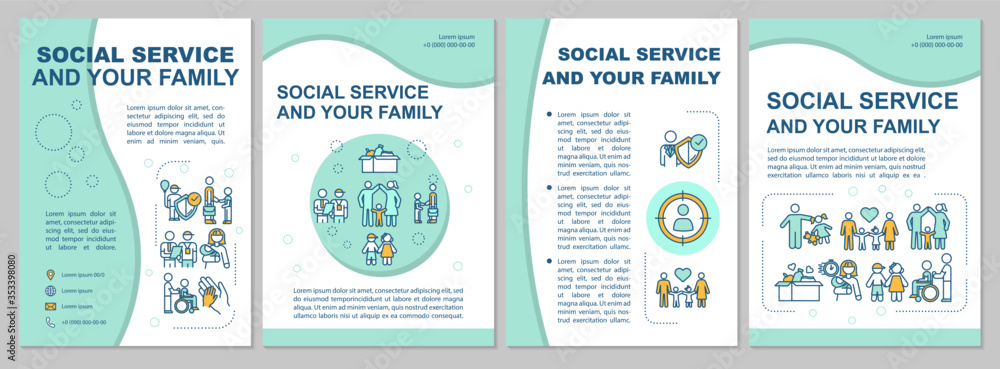 Support for family brochure template. Social welfare. Flyer, booklet ...