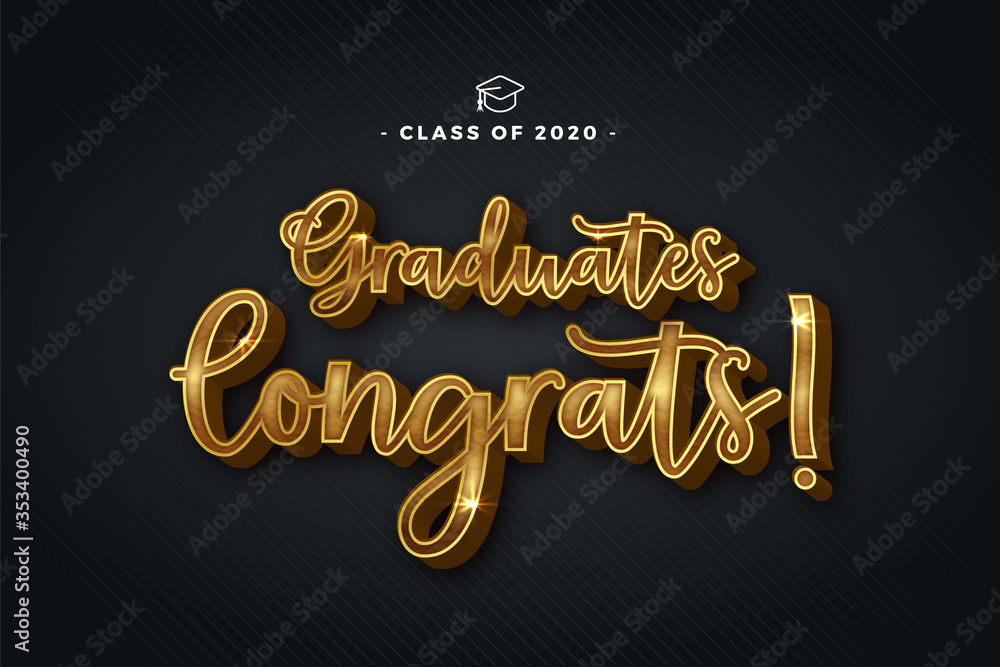 Class of 2020 Vector text for graduation gold design, congratulation ...
