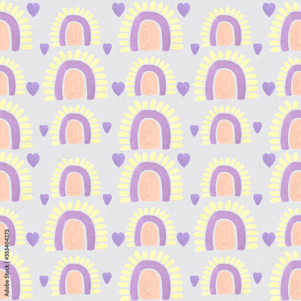 Pastel Colors Rainbow digital paper. Hand painted Rainbow Seamless ...