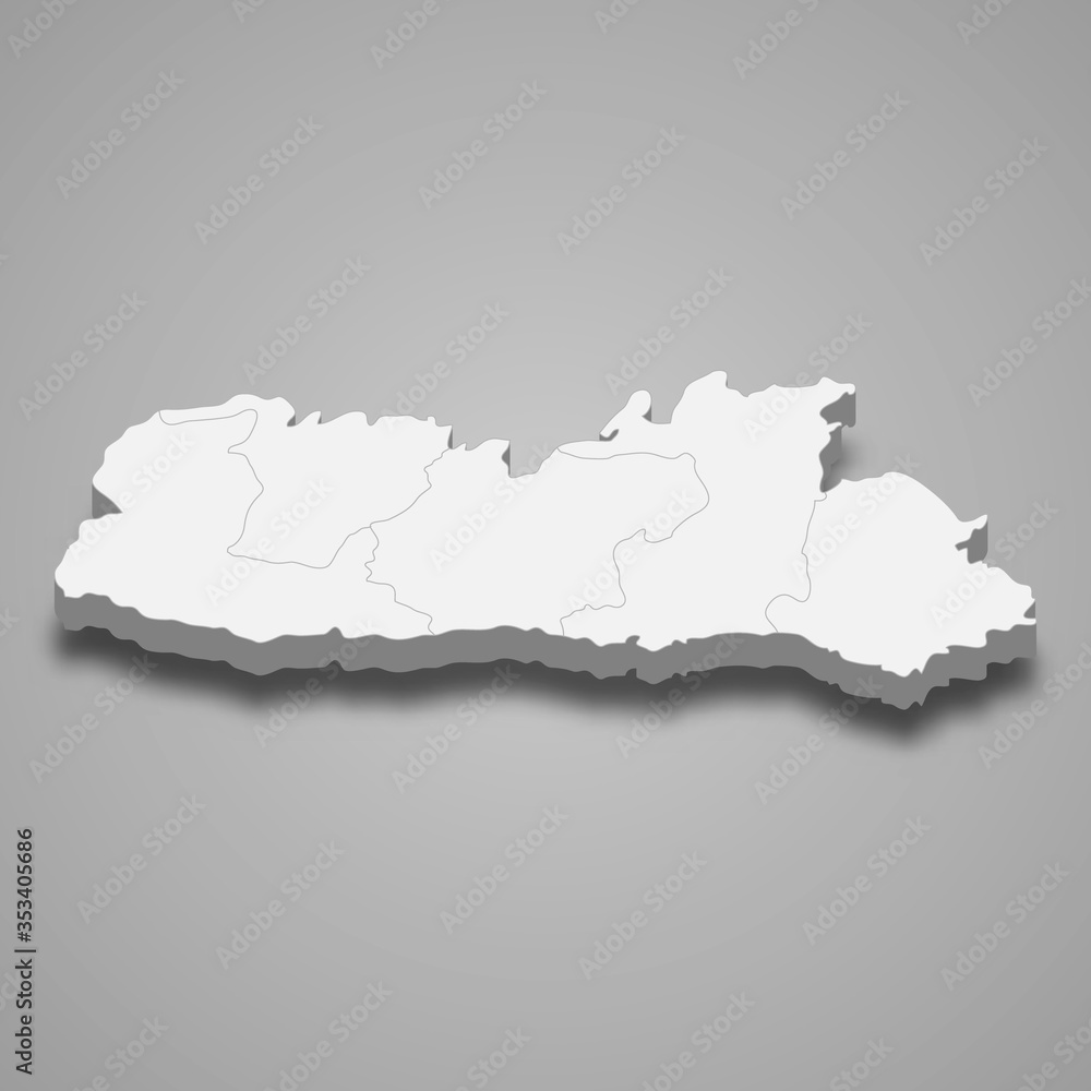 meghalaya 3d map state of India Template for your design Stock Vector ...