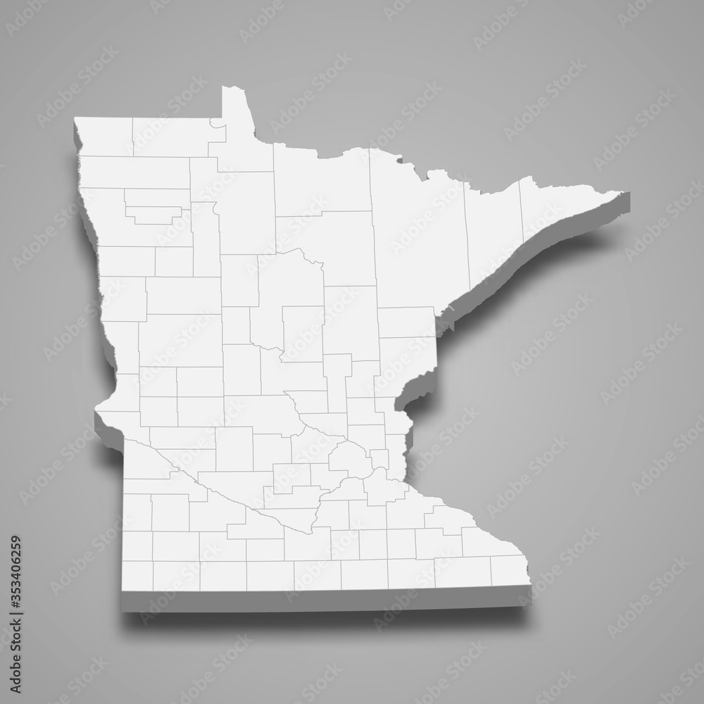 Minnesota 3d map state of United States Template for your design Stock ...