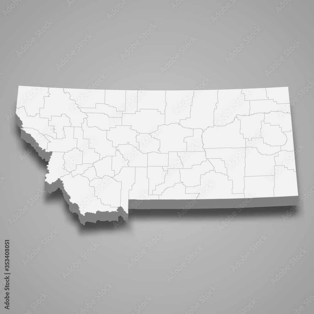 Montana 3d map state of United States Template for your design Stock ...