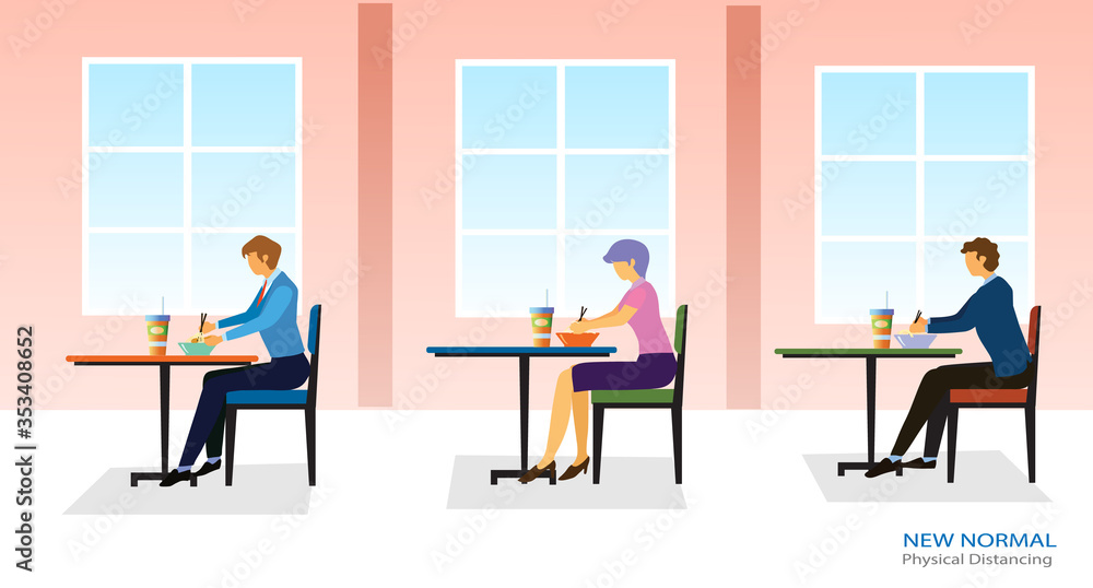 New normal, physical distancing concept in food shop : a man and a ...