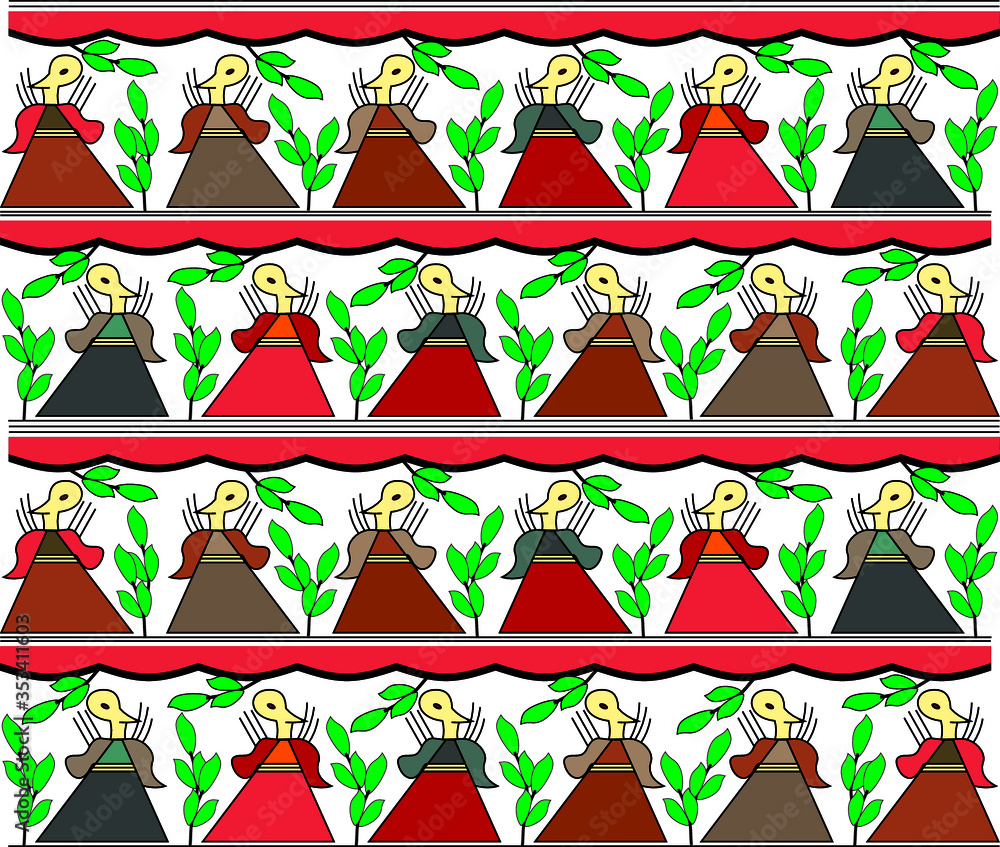 Madhubani, Vector illustrations of various madhubani figures from India ...
