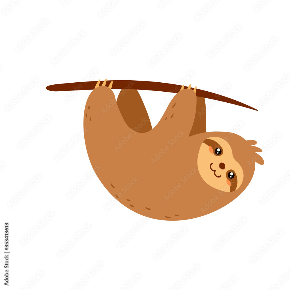 Cute kawaii sloth icon. Clipart image isolated on white background ...