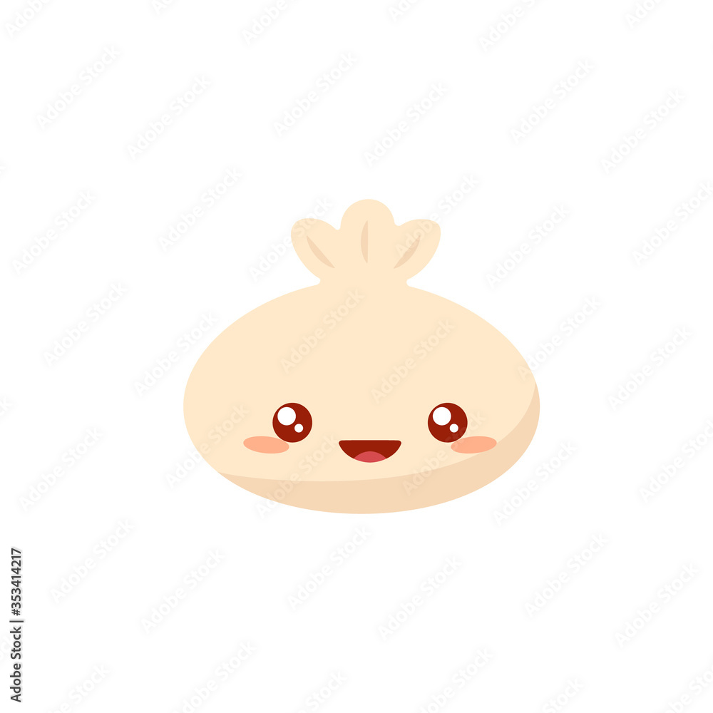 Cute kawaii dumpling icon. Clipart image isolated on white background ...