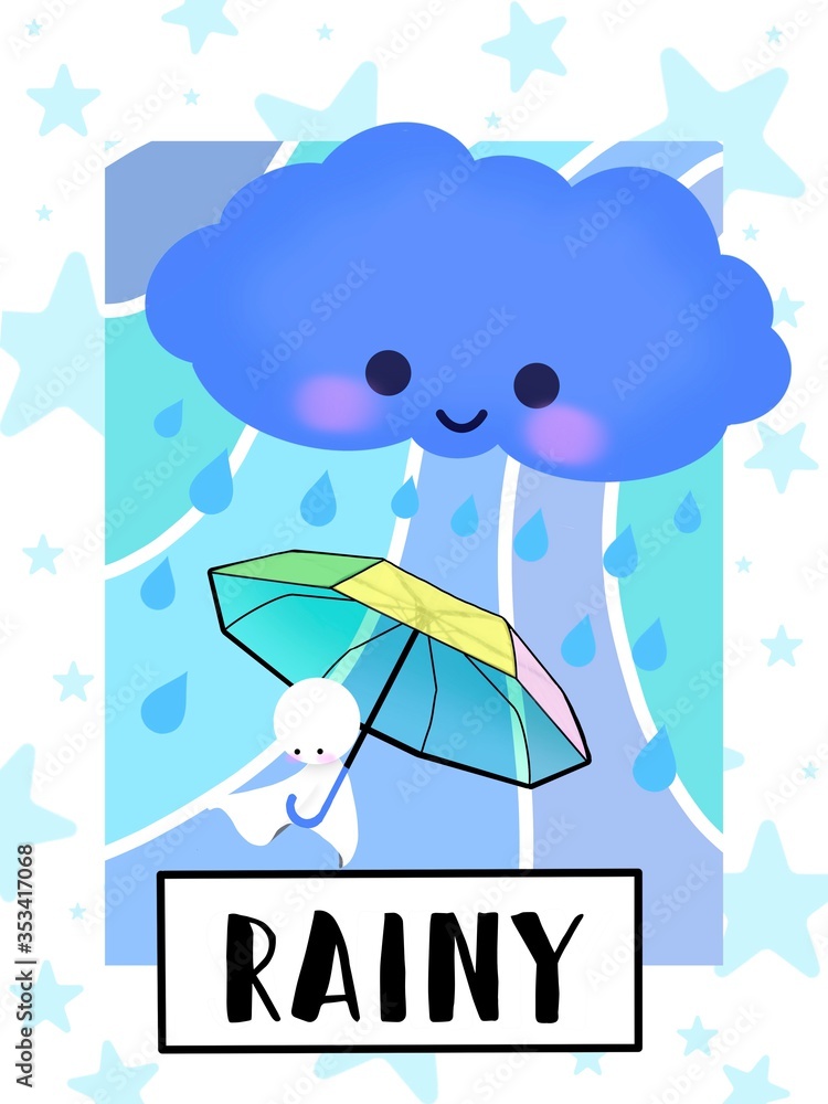 Rainy Weather Flashcards collection for preschool kid learning English ...