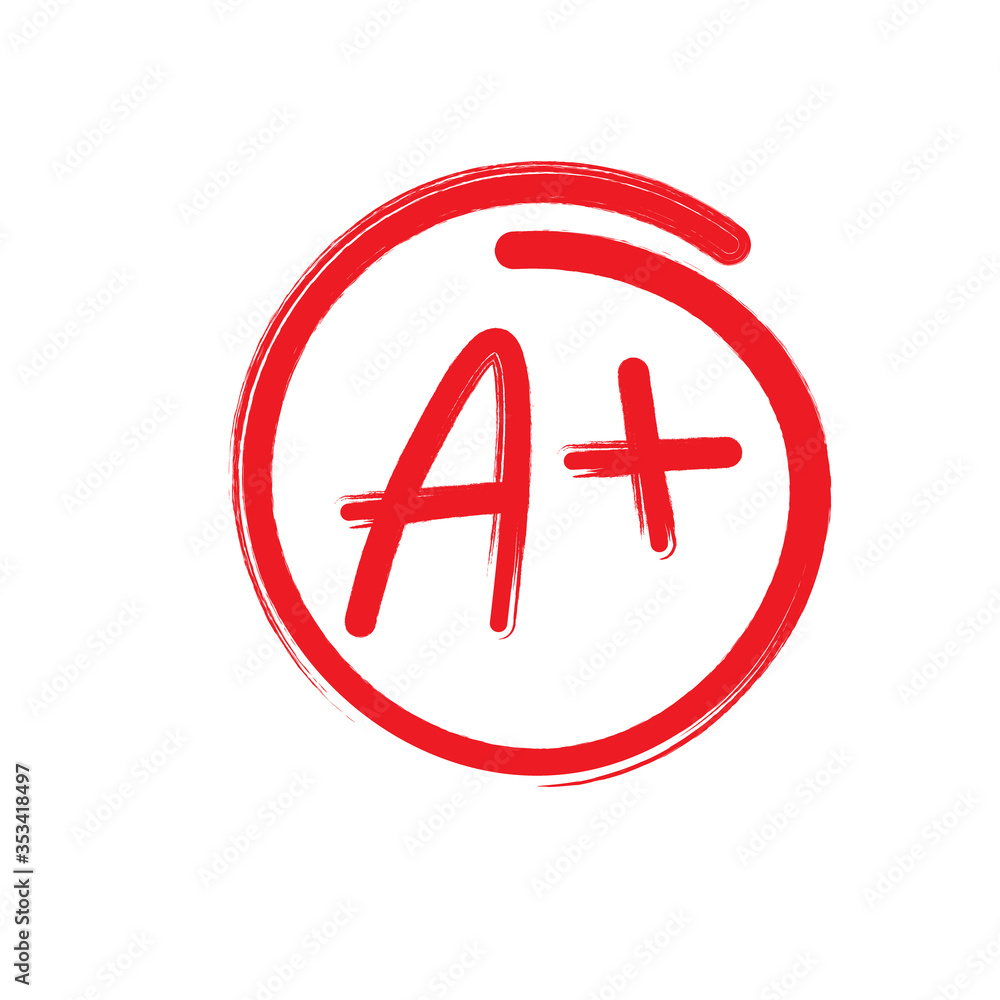 Exam mark A plus grunge icon. Clipart image isolated on white ...
