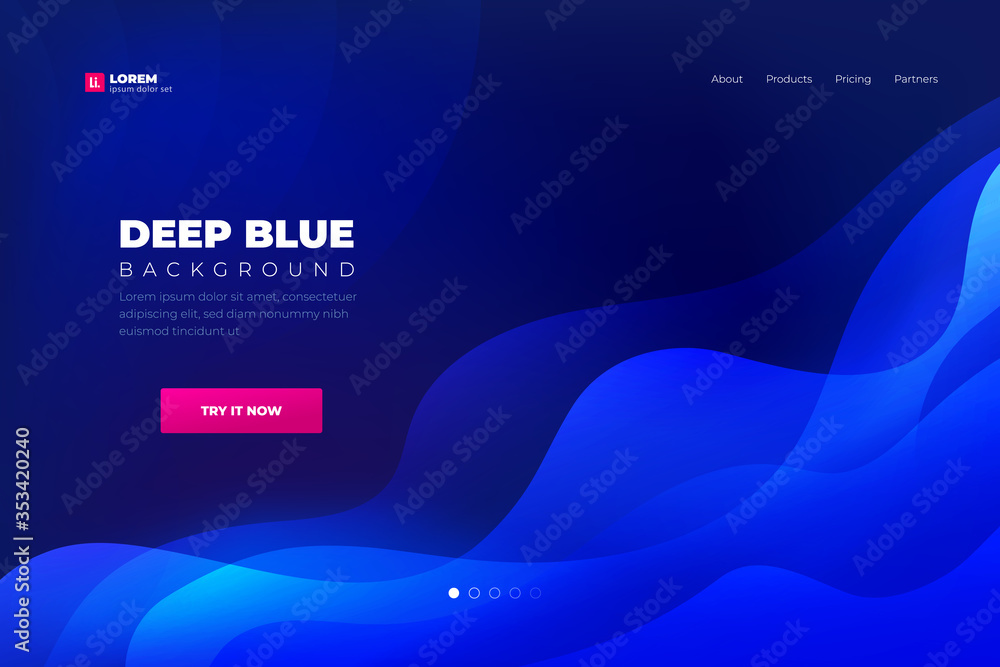 Blue abstract background. Landing Page Website Template Abstract liquid ...