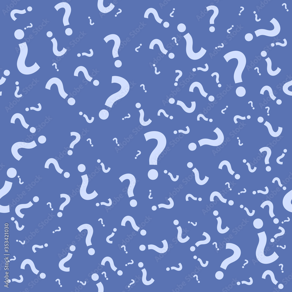 Question mark seamless pattern. Trivia poster design template, random ...
