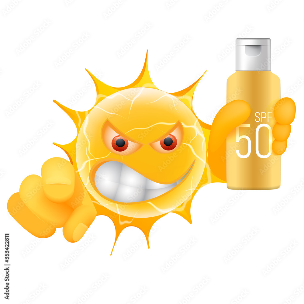Evil Summer Sun Emoticon. Angry Sun Emoji pointing at you with sun ...