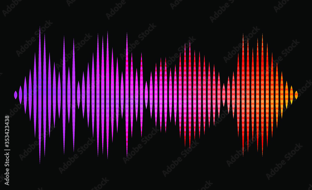 Frequency of the purple and orange sound wave on a black background ...