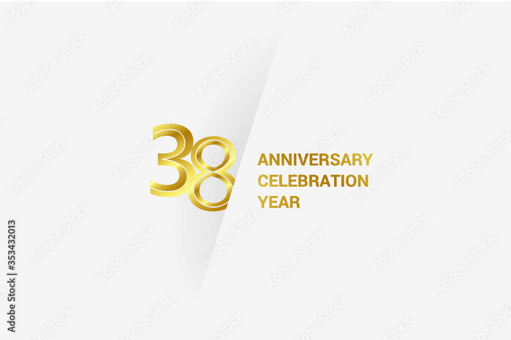 38 year Luxury Golden anniversary, minimalist logo. jubilee, greeting ...