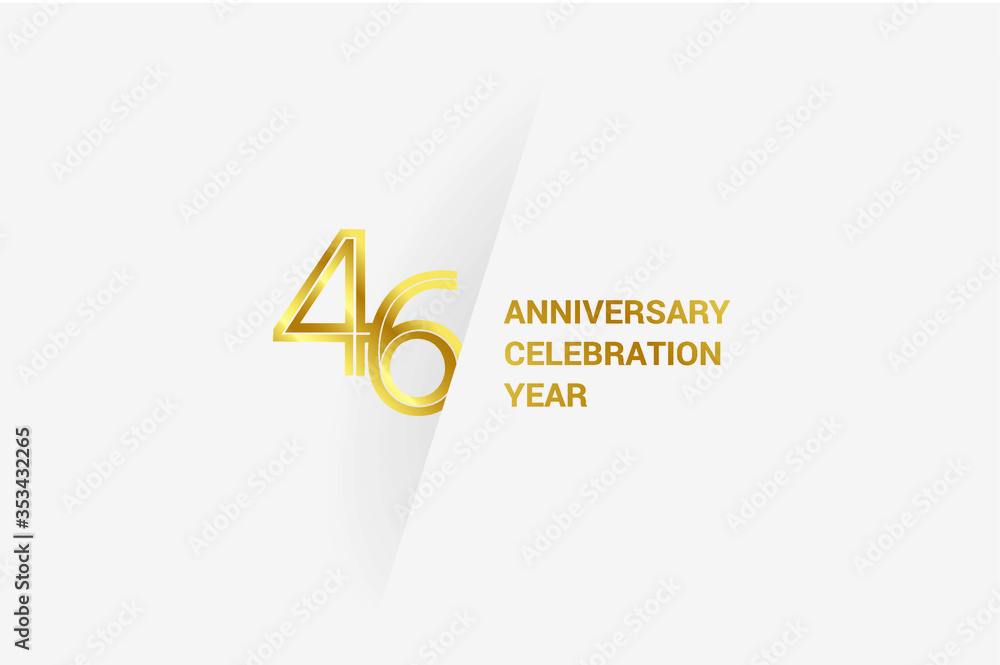 46 year Luxury Golden anniversary, minimalist logo. jubilee, greeting ...
