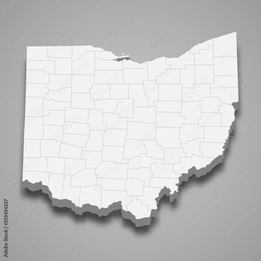 Ohio 3d map state of United States Template for your design Stock ...