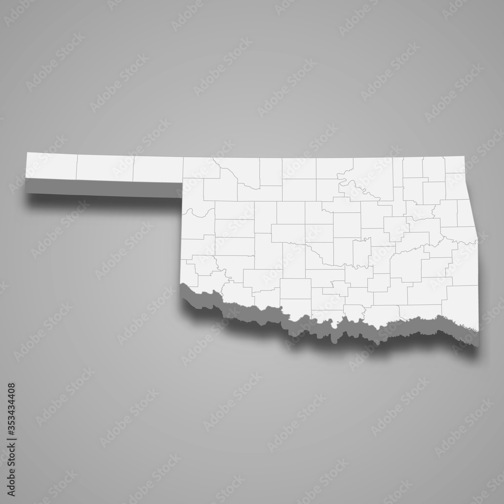 oklahoma 3d map state of United States Template for your design Stock ...