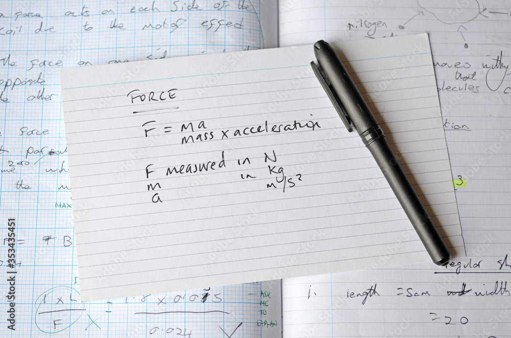 GCSE physics revision with flash cards and exercise book Stock Photo ...