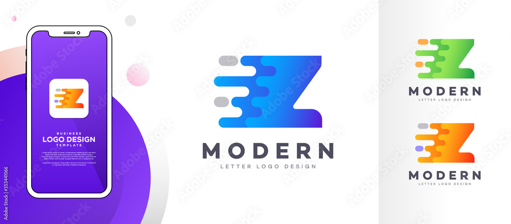 Letter Z liquid abstract geometric logo design illustration. Fluid ...