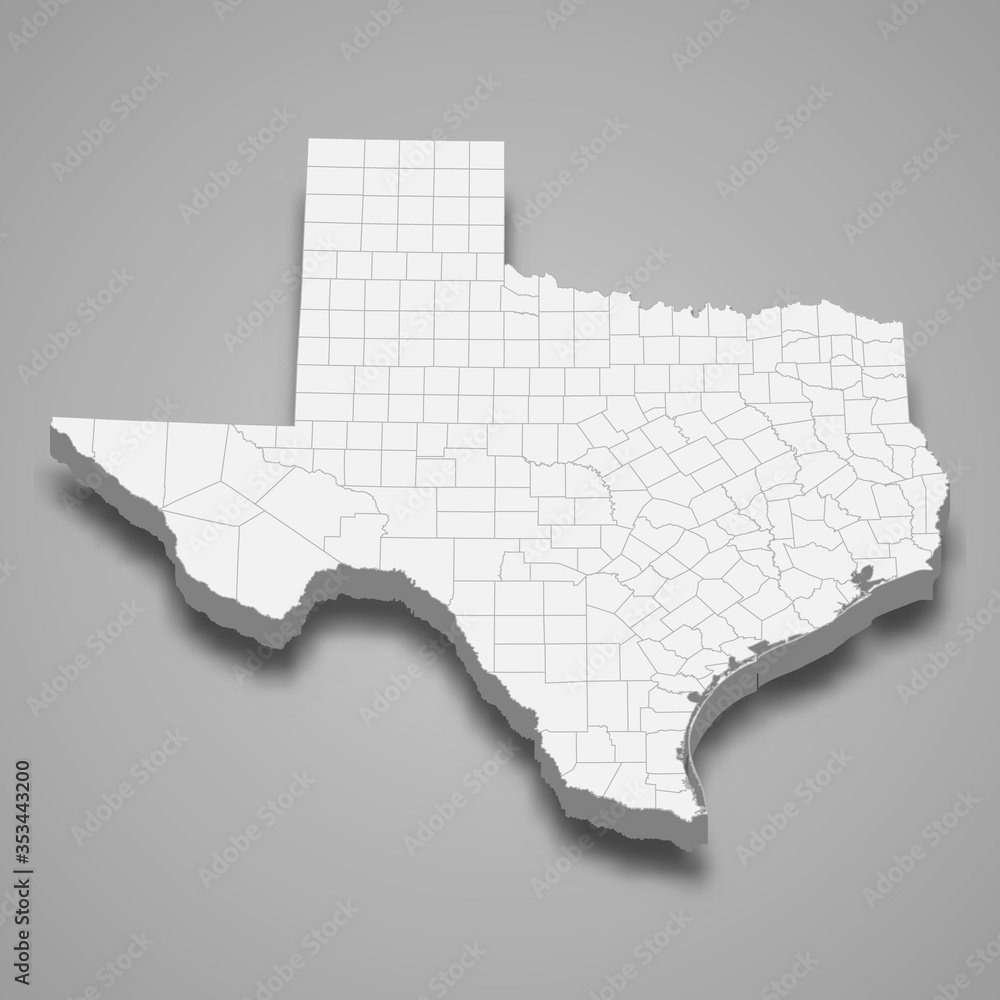 texas 3d map state of United States Template for your design Stock ...