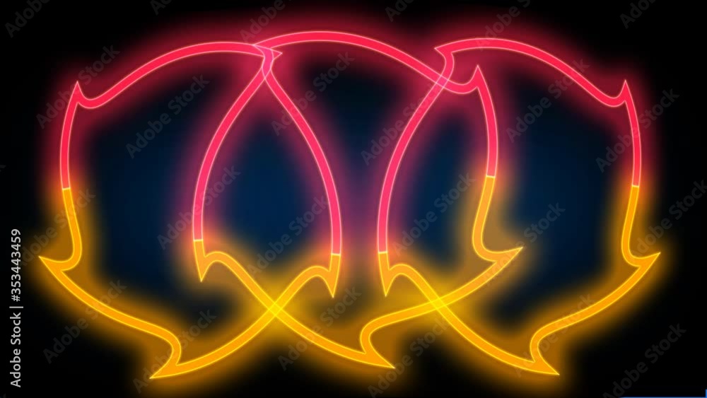 Tri-polygon shape with neon glowing lights and moving, the 80s inspired ...