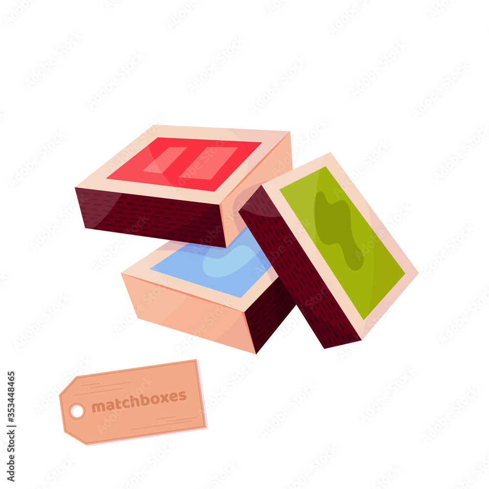 Vector cartoon collection of matchboxes. Flat design style ...
