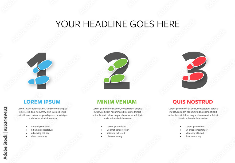 3 Step Infographic Layout Stock Template | Adobe Stock