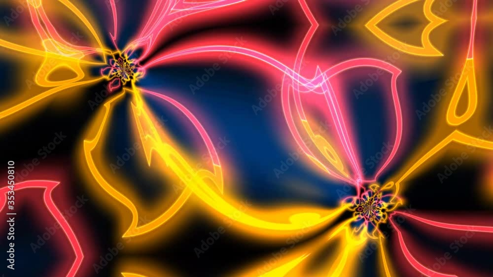 Tri-polygon shape with neon glowing lights and moving, the 80s inspired ...