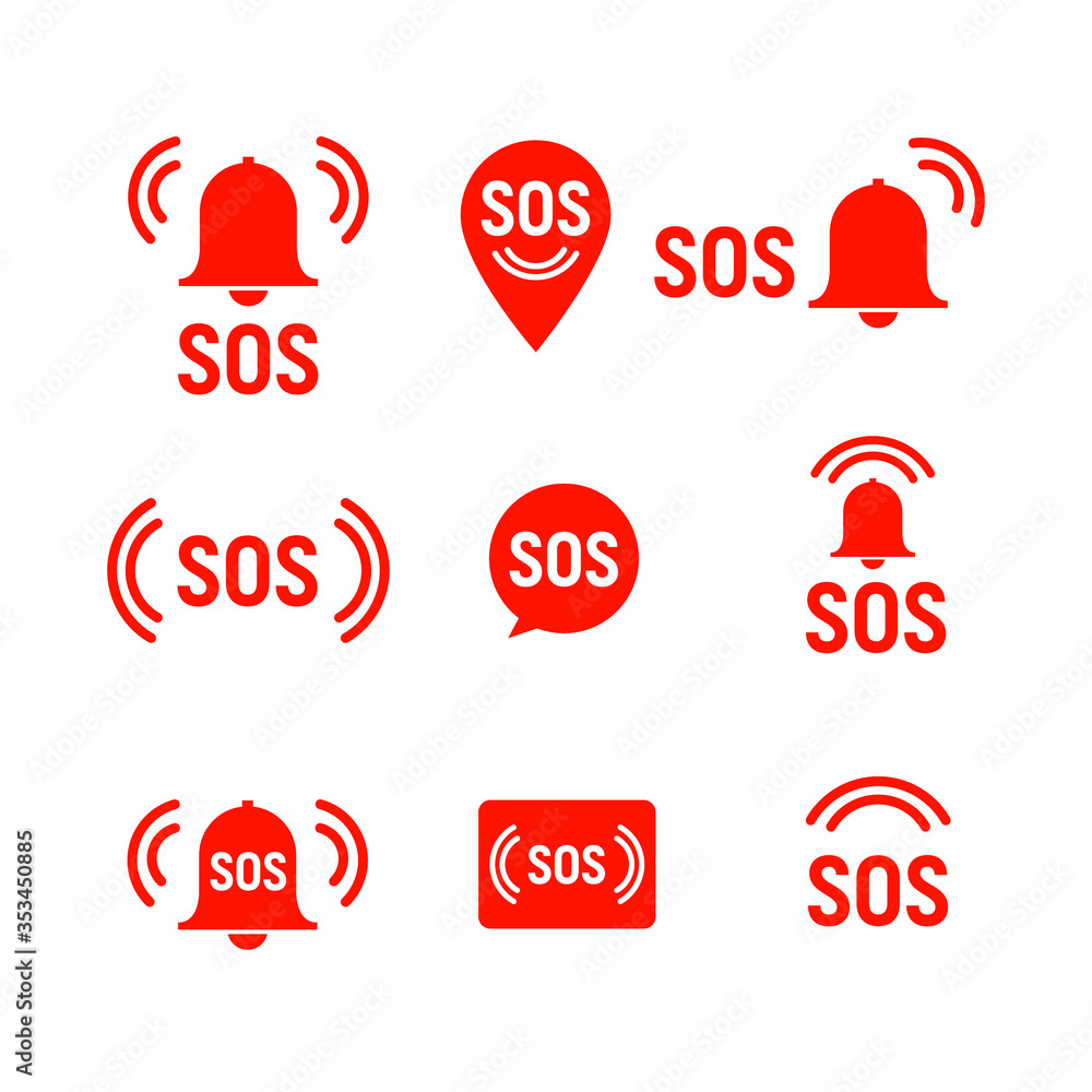 Sos icon emergency alarm button. SOS sign symbol lifebuoy rescue ...