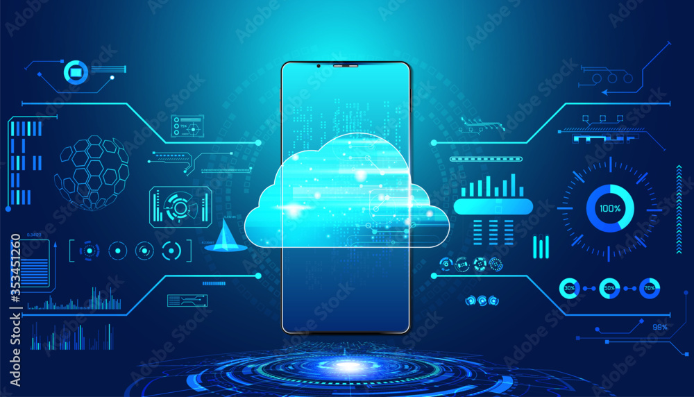 Abstract cloud technology with big data and smartphone concept ...