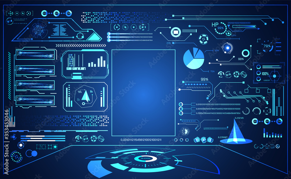 abstract technology ui futuristic concept hud interface hologram elements of digital data chart ...